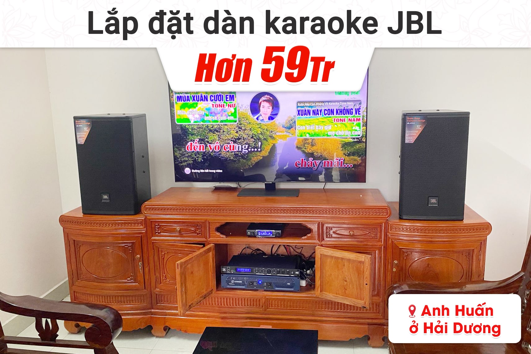 Lắp đặt dàn karaoke JBL gần 75tr cho anh Dũng tại Nam Định (JBL PRX412M, CA-J604, KX180A ...