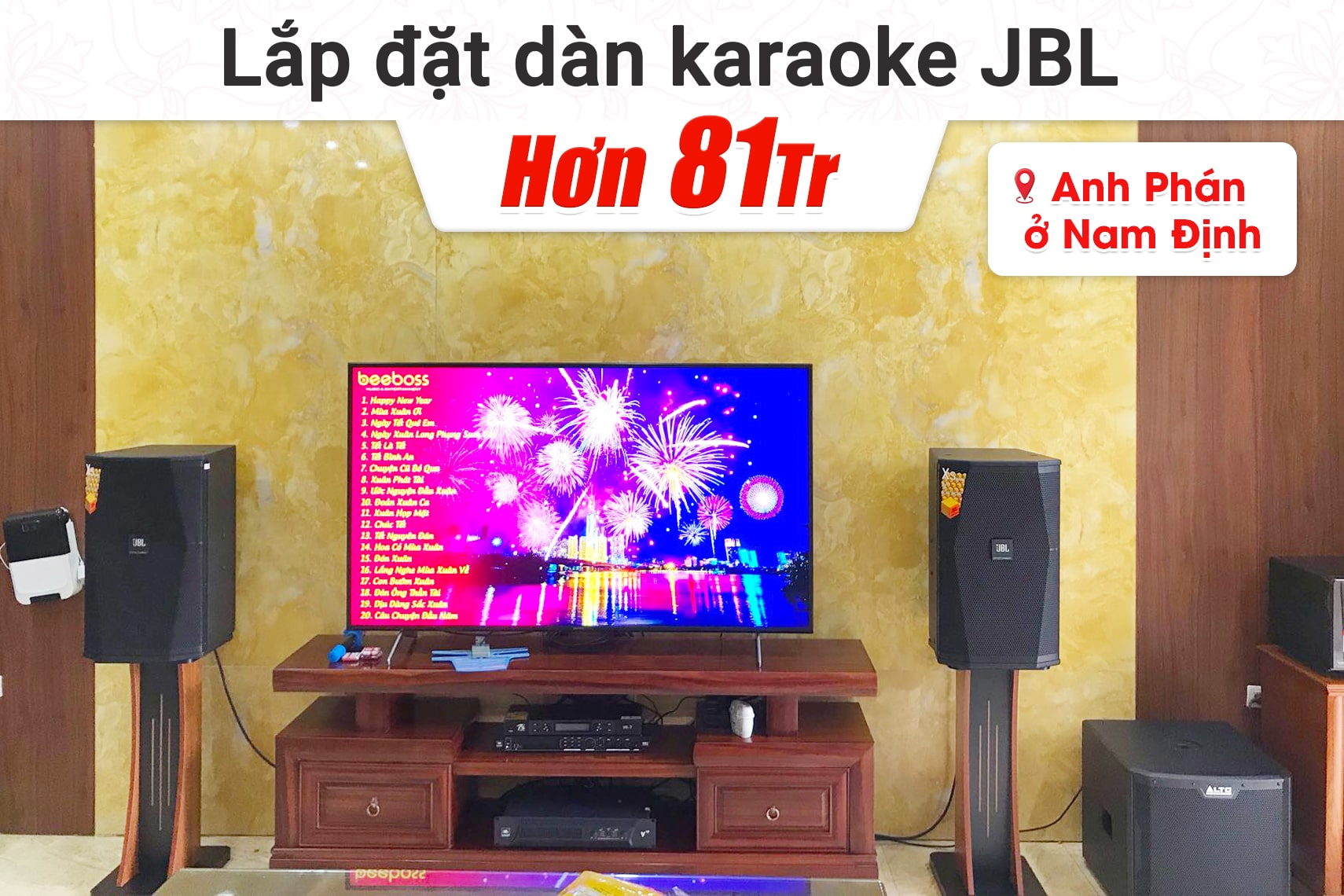 Lắp đặt dàn karaoke JBL hơn 78tr cho anh Nghĩa tại Hưng Yên (JBL XS12, Crown T7, JBL VX8, Pasion ...