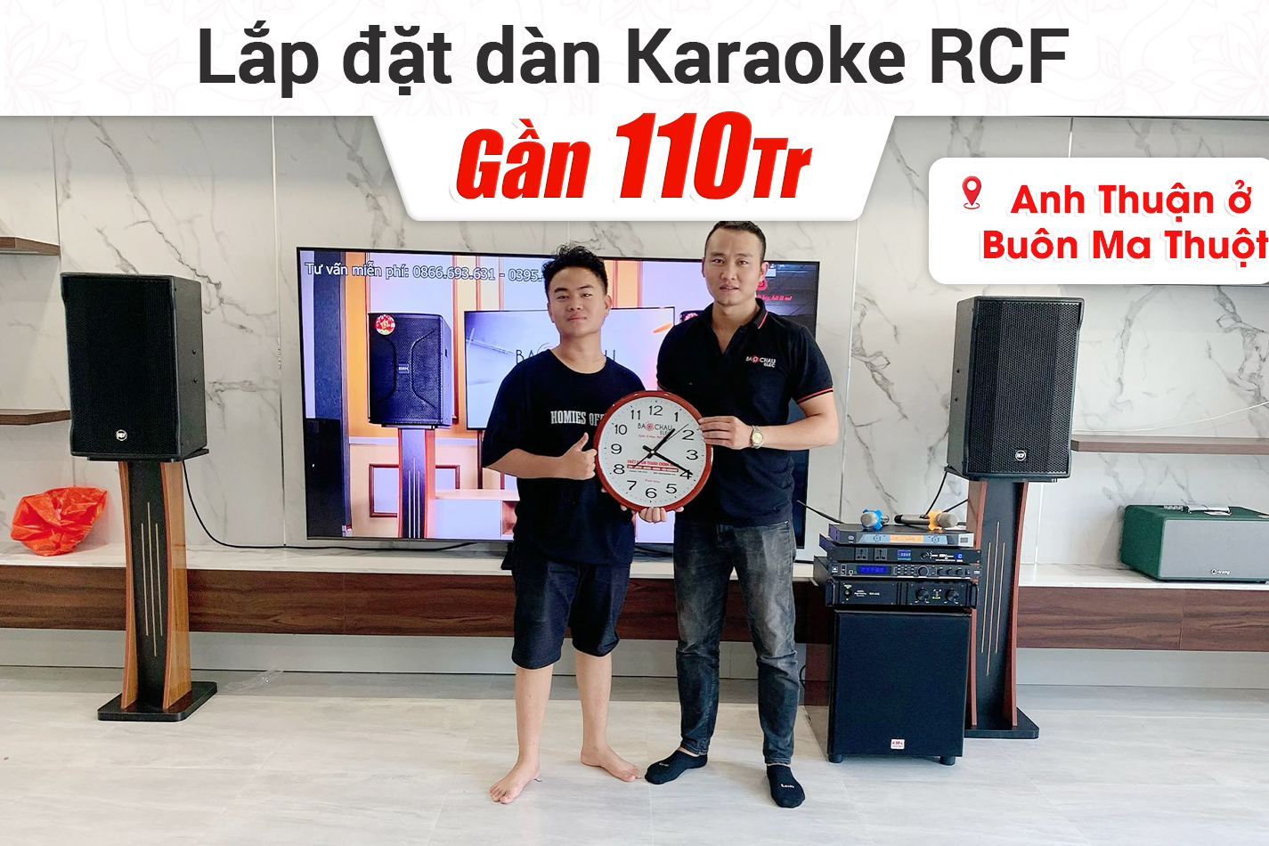 Lắp đặt dàn karaoke RCF 184tr cho chú Ngân tại Bắc Giang (RCF C5212-66, IPS 5.0K, JBL VX8, 705 ...
